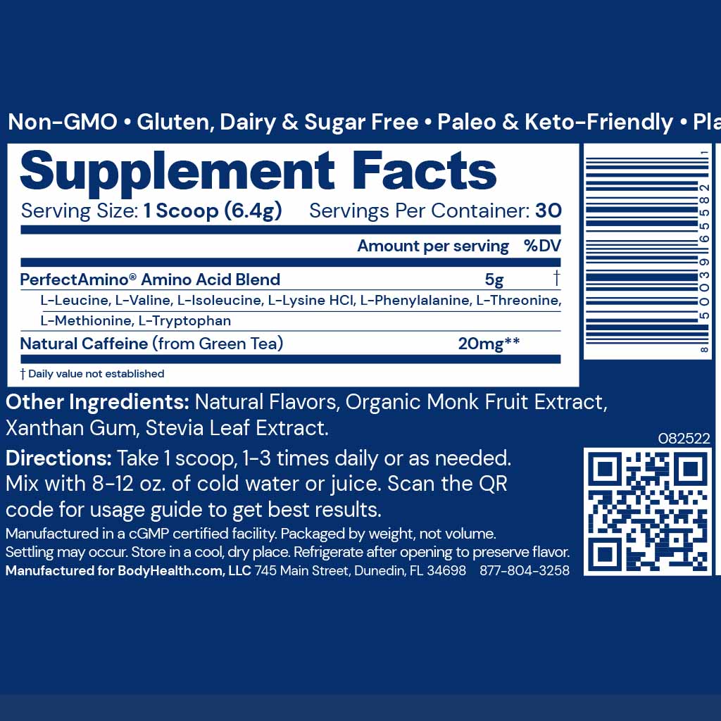 PerfectAmino EAA BCAA Essential Amino Acid Natural Lime Drink Powder ...